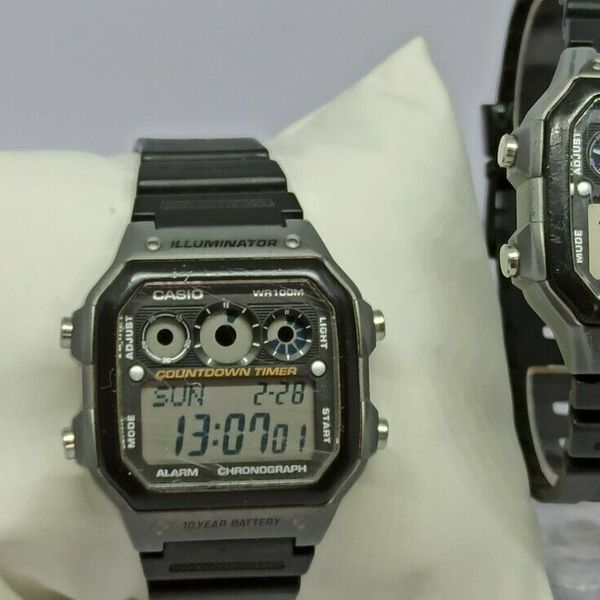 TWIN CASIO 3426 AE-1300WH Men's Classical Digital Black Watch-World ...