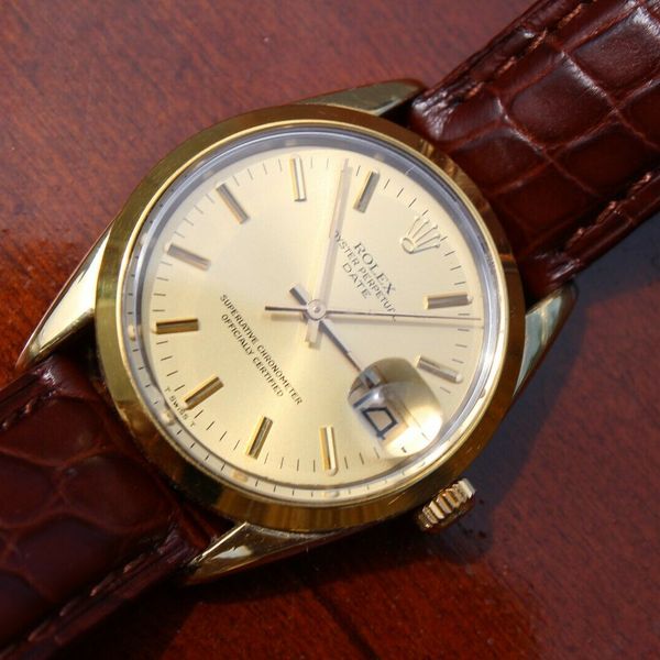 Rolex Oyster Perpetual Date Auto Gold Plated Mens Watch 15505 | WatchCharts