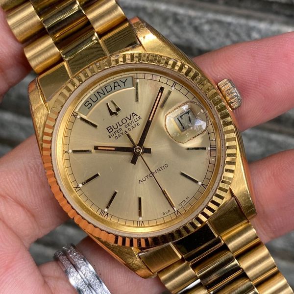 Rare Bulova President Super Seville Day Date Gold Automatic Vintage Men ...