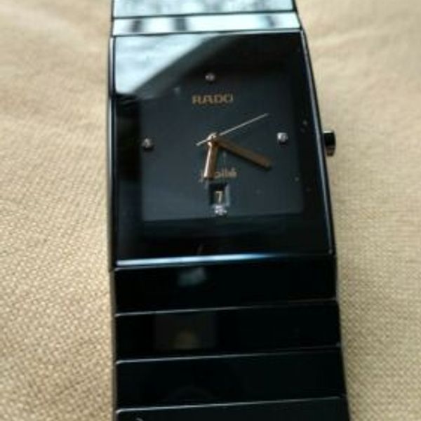 RADO DIASTAR BLACK CERAMIC MENS WATCH 152.0347.3 Titanium Clasp ...