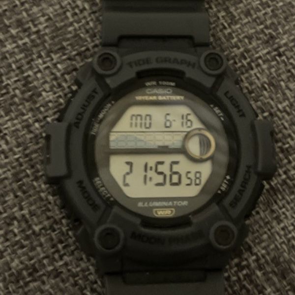 Casio WR 100M Watch 11" Gray Strap Tide Graph WS-1300H Digital Moon ...