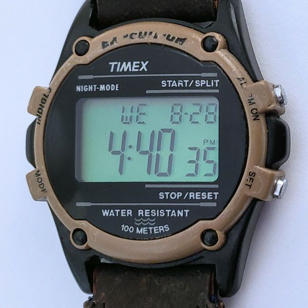 Men's Timex Expedition Indiglo Digital Watch 35mm Day Glow Green 5 Year ...