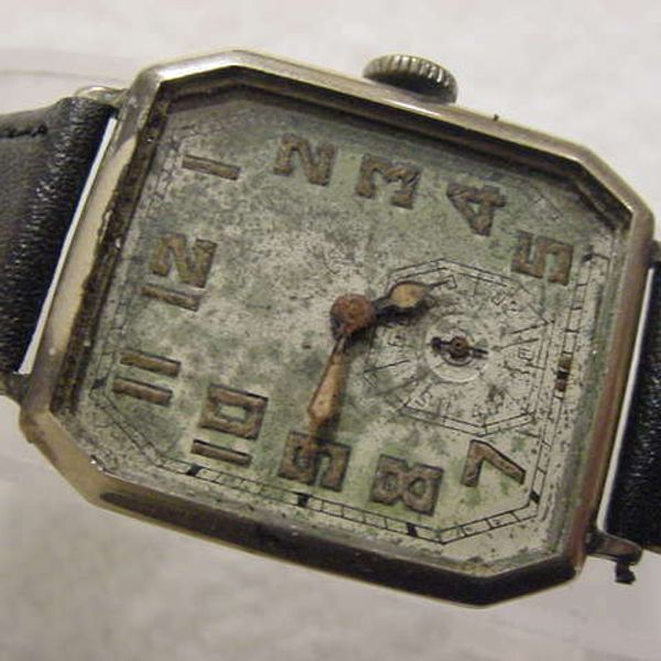 Vintage 14K GOLD FD large antique pre 1920 Art Deco LACO CUT-CORNER ...