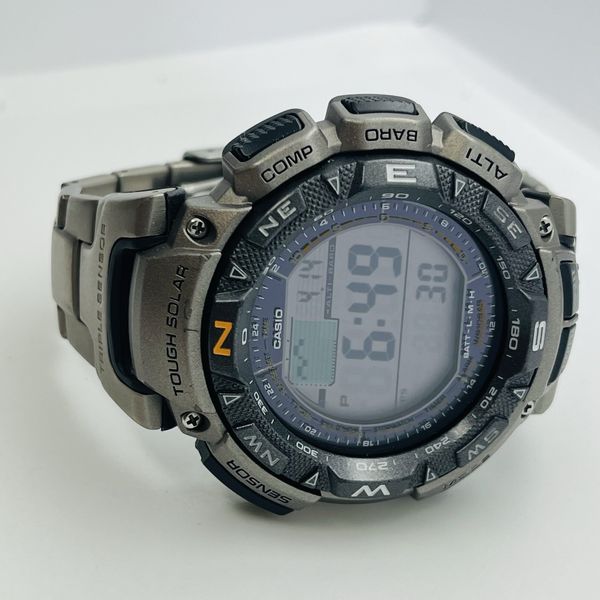 Casio Pathfinder Triple Sensor Tough Solar Titanium 50mm Compass Watch PAG-240T | WatchCharts ...