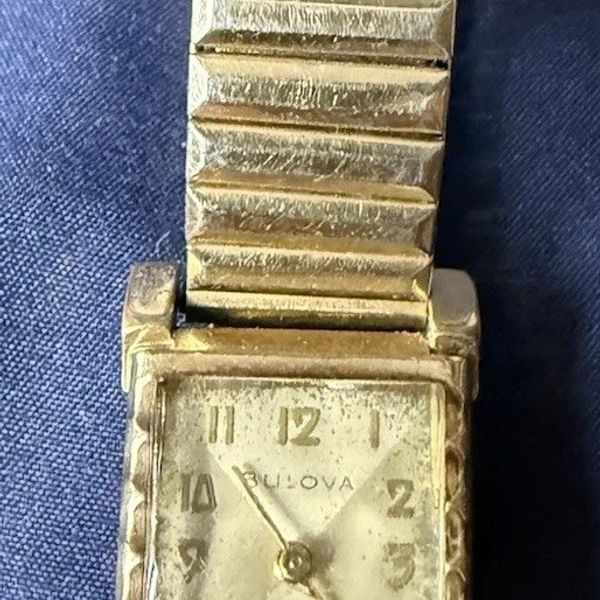 Vintage Bulova Menâ s watch 10k Gold Filled Rectangular Art Deco 1940 ...