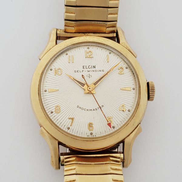 Elgin Shockmaster Fancy Dial & Lugs Vintage Mens Automatic Wrist Watch ...