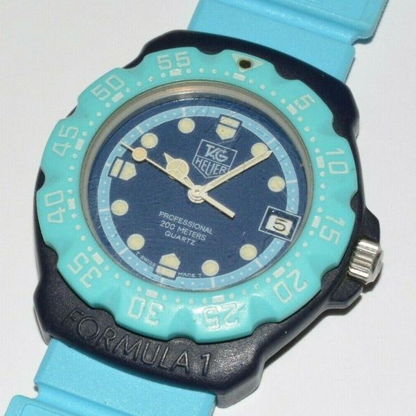 Vintage Tag Heuer Formula 1 Midsize 38mm Watch Light Blue Dark Dial ...