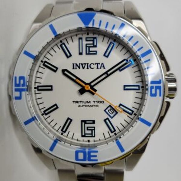 Invicta Men's Automatic Watch White Dial 34515 50mm Trigalight ...