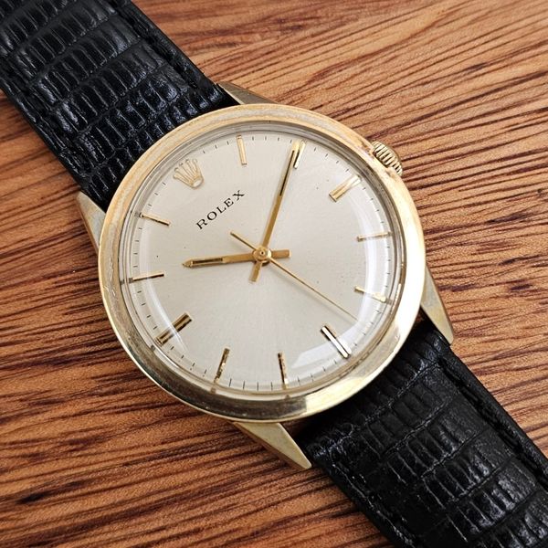 1959 Rolex Presentation Watch 14k Gold-Filled Ref 7002 Satin Silver ...