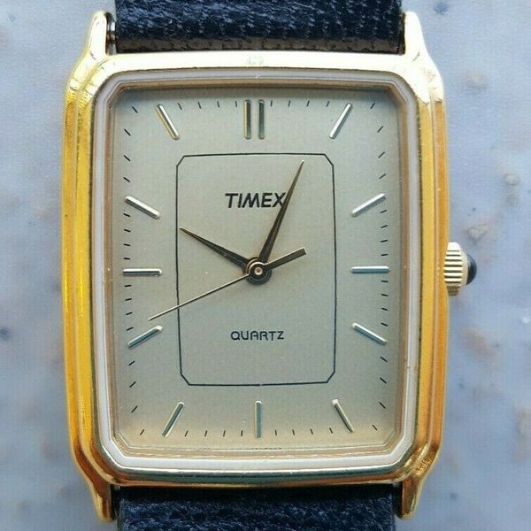 Vintage Gold Toned Timex BA Cell T50 Quartz Watch. Men's. New Battery ...