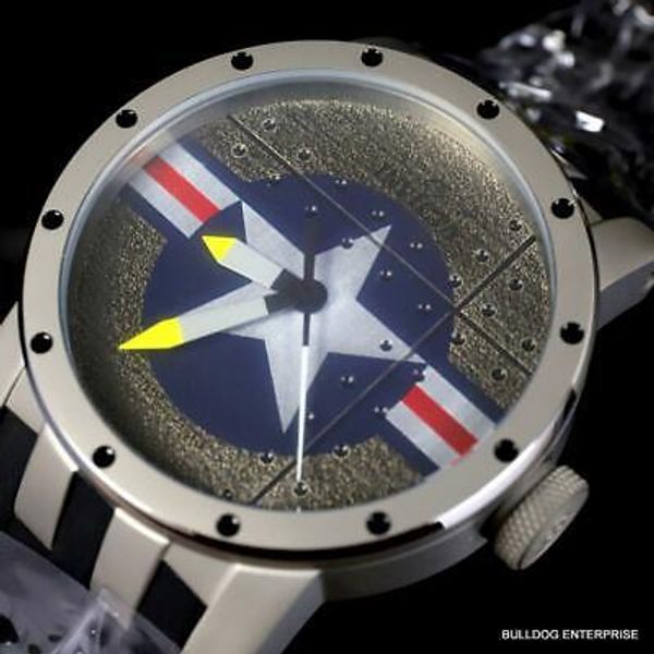 Invicta DNA Bomber Fighter Plane 46mm Gray Black Silicone Titanium ...