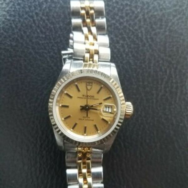 Rolex Tudor Princess Oysterdate Gold Dial Ladies Gold Watch 92413 ...