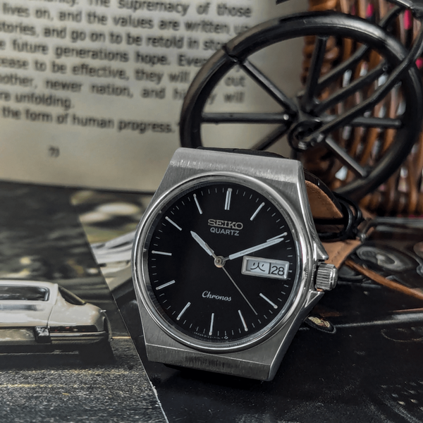 [WTS] SEIKO QUARTZ CHRONOS - 8123-7090 - JET BLACK TEXTURED DIAL - 1980 ...