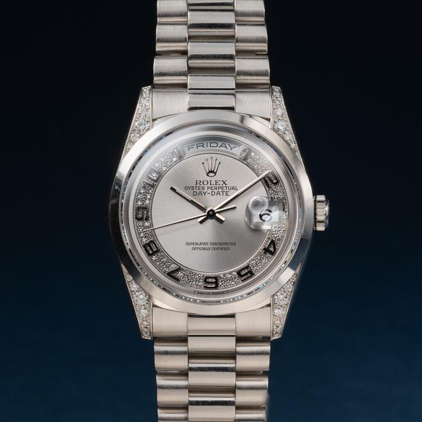 FS: 1995 Rolex Platinum Diamond Day-Date 18296 Diamond Arabic Diamond ...