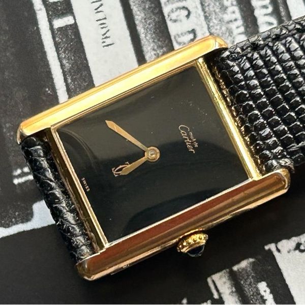 FS - Must de Cartier Tank black 18k gold plated | WatchCharts