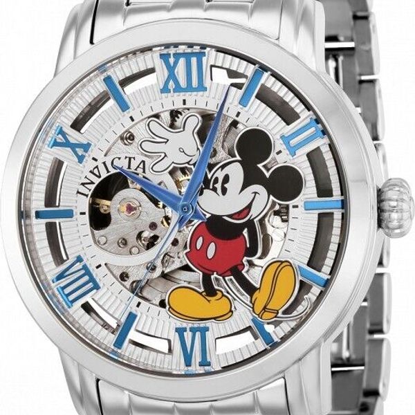Invicta Disney Mickey Silver 37854 Automatic 44Mm Skeleton Dial Men's ...