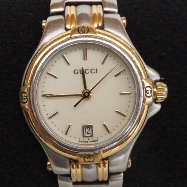 Gucci Watch Gold Tone & Silver Colour 9040L Ladies Stainless Steel ...
