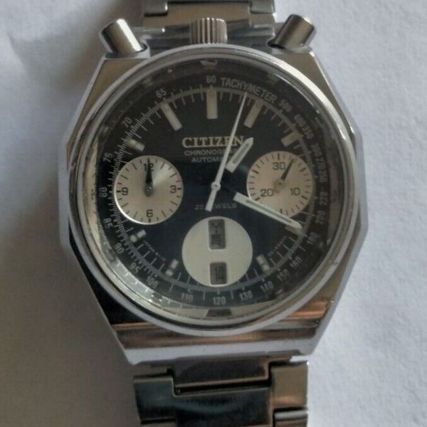 Vintage Citizen Hexagon Bullhead Chronograph Automatic Cal. 8110 Black ...