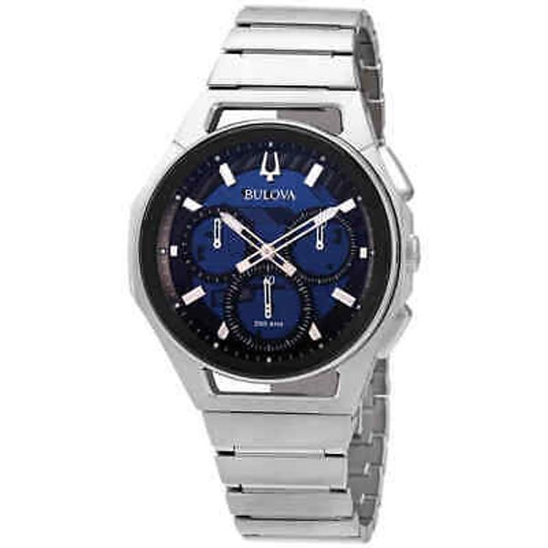 Bulova Curv Chronograph Quartz Blue Dial Men's Watch 96A205 ...