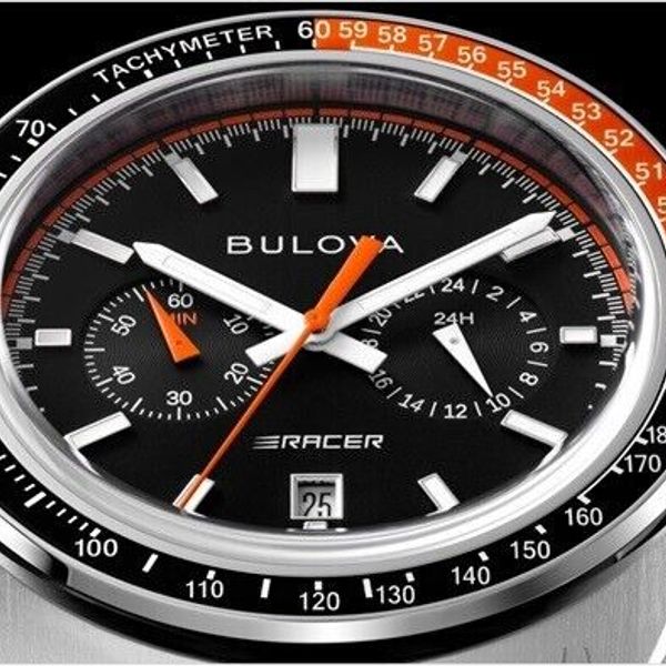 Bulova 98B427 Racer, 24-hour chronograph. Fixed bezel with tachymeter ...