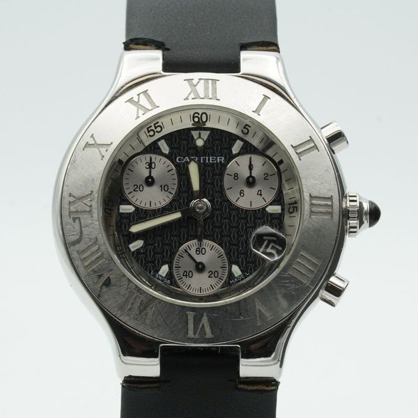 Cartier Chronoscaph 2424 Steel 38mm Quartz Chrono Men's Watch CA142 ...