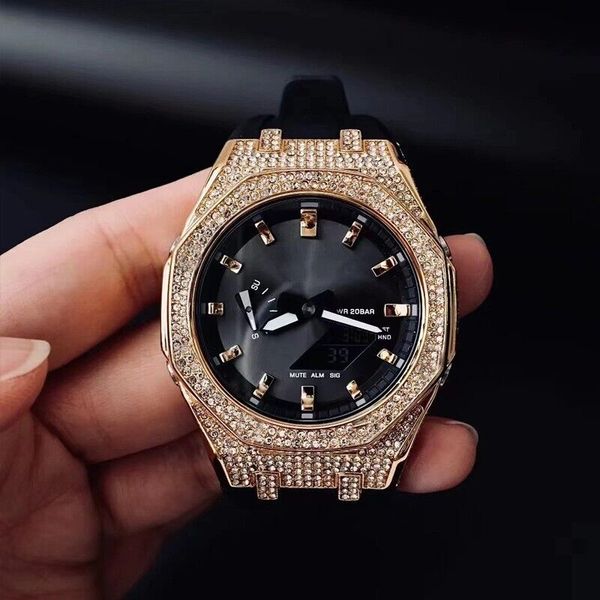 Casio G-Shock GA2100 Casioak AP Mod kit Royal Strap Diamond Iced Out ...