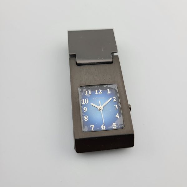 Fossil Money Clip Watch "Time Is Money" Silver Tone Blue Dial Mens New ...