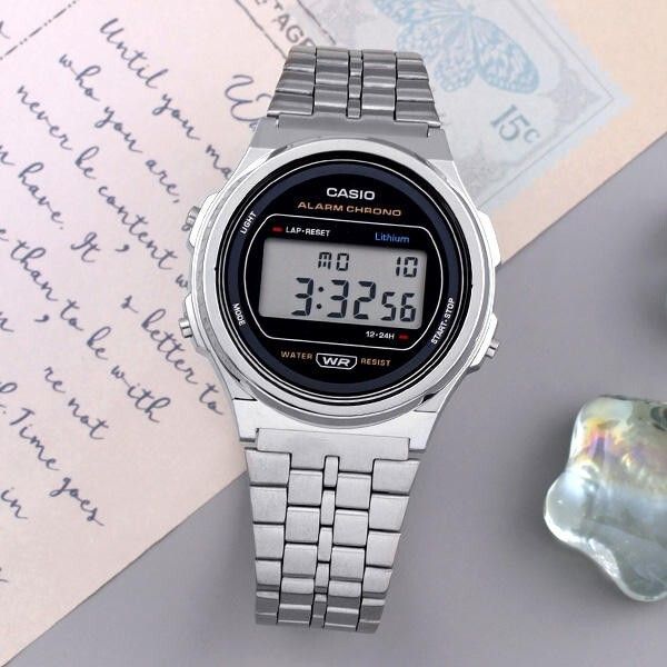 Casio Unisex Vintage Metal Silver Watch digital New Original A171WE-1A ...