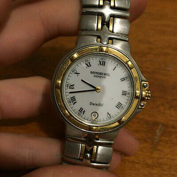 RAYMOND WEIL PARSIFAL 9190 18K/SS TWO TONE 34MM MENS QUARTZ WATCH New ...
