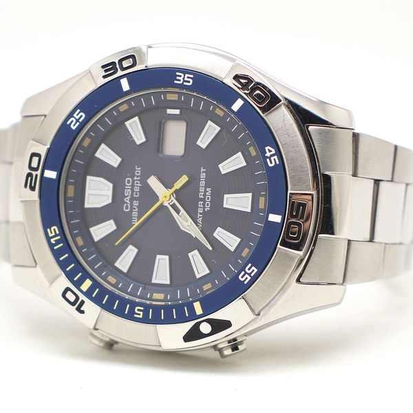 CASIO Wave Ceptor WVQ-142A Blue Dial Men's Watch NEEDS Battery ...