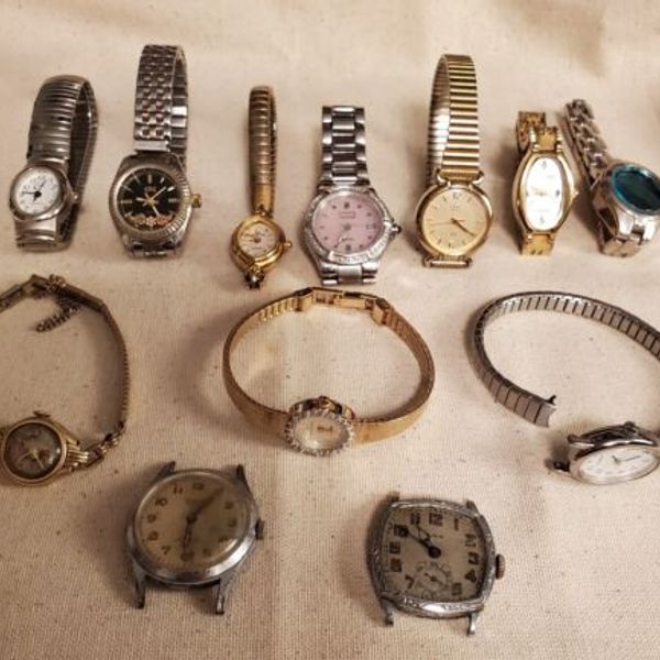 Vtg Lot of 10 Watches & 2 Faces -Elgin Timex Fedor Bulova Hamilton ...