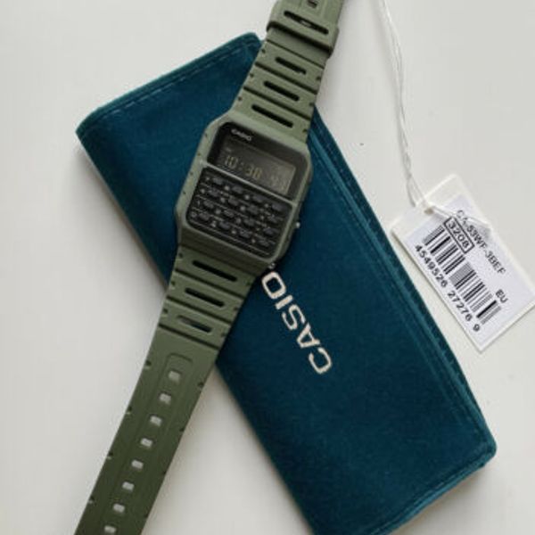 Casio Vintage Edgy negative Wristwatch With Calculator Green CA-53WF ...