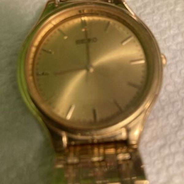 Manâ s Seven Inch Long Seiko Gold Tone Link Watch | WatchCharts Marketplace