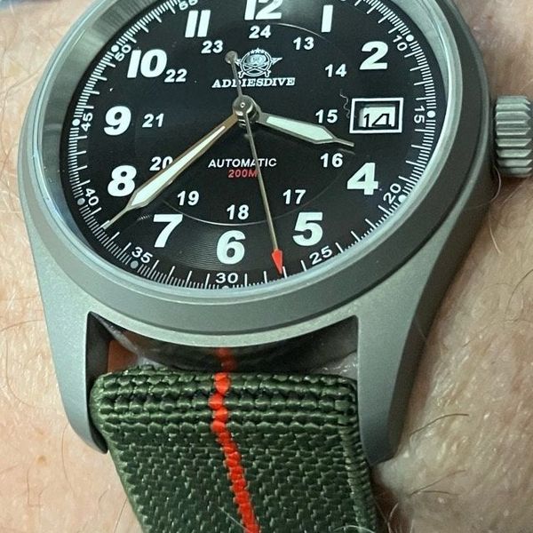 FS: Addiesdive Hamilton Khaki Field Homage Black Dial Sand Blasted Case ...