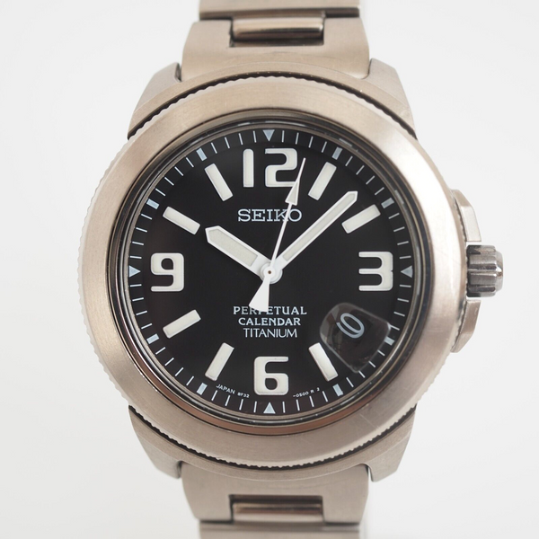 SEIKO Landrek Titanium SBCM013/8F32-0350 PERPETUAL CALENDAR Quartz 40 ...