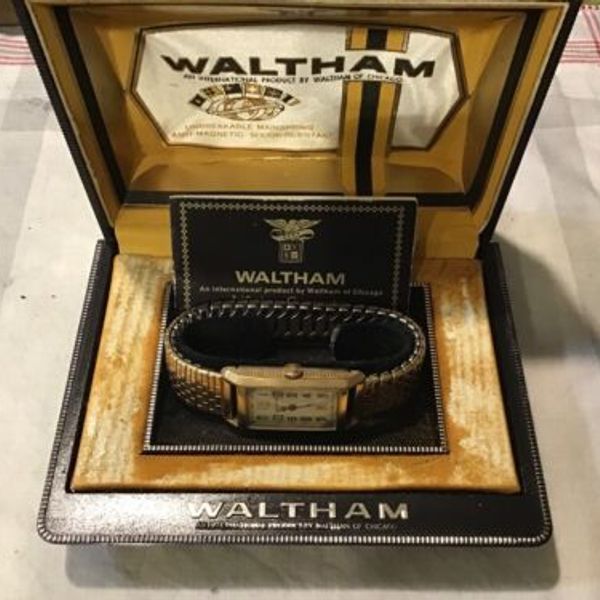 VINTAGE WATCH WALTHAM TANK RARE TIME PIECE With Box | WatchCharts ...
