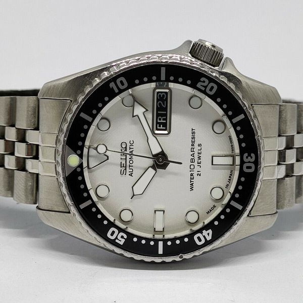 SEIKO DIVER AUTOMATIC WATCH 7S26-0030 SKX013 WHITE SUBMARINER MOD SN ...
