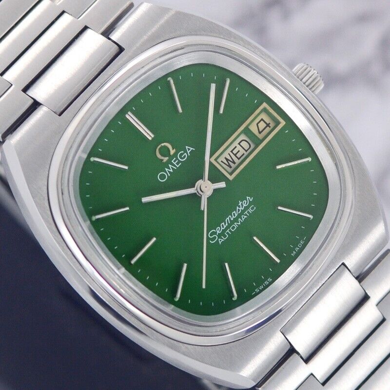 OMEGA Seamaster AUTOMATIC CAL.1020 DAY/DATE REF.166.0213 GREEN DIAL MEN ...
