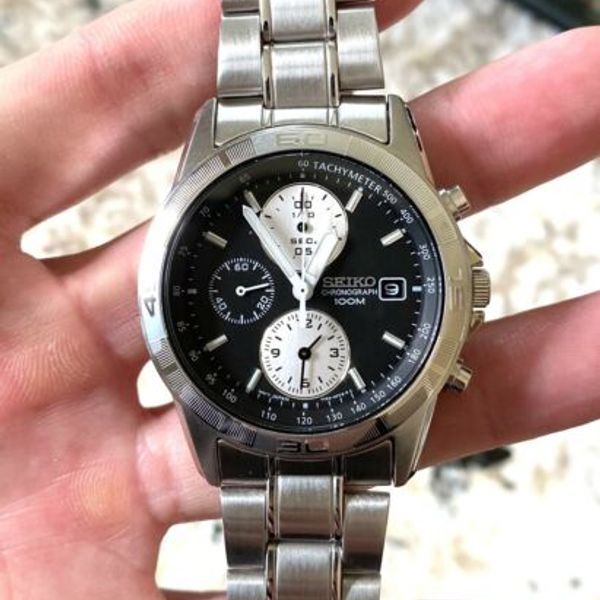 SEIKO SND513P1 Reverse Panda Chronograph Watch - 38.5mm | WatchCharts