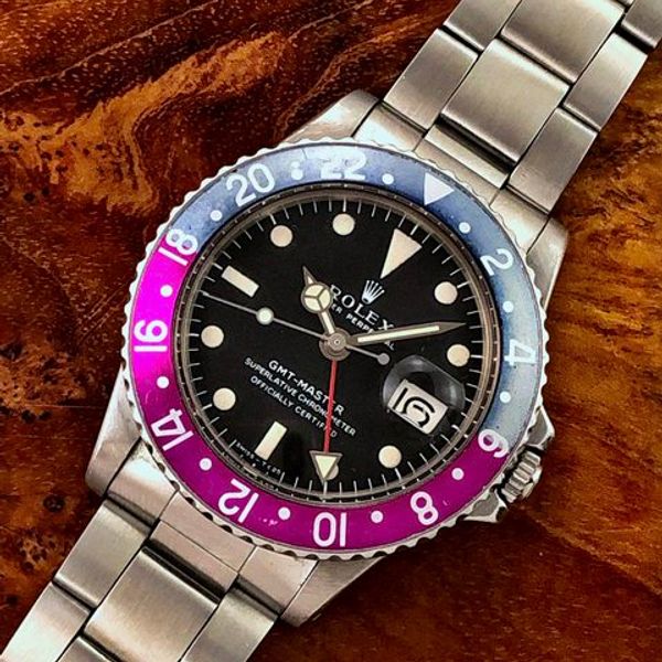 FS: 1970 Rolex GMT Master 1675 w/ MK1 Dial & Fuchsia Bezel Insert ...