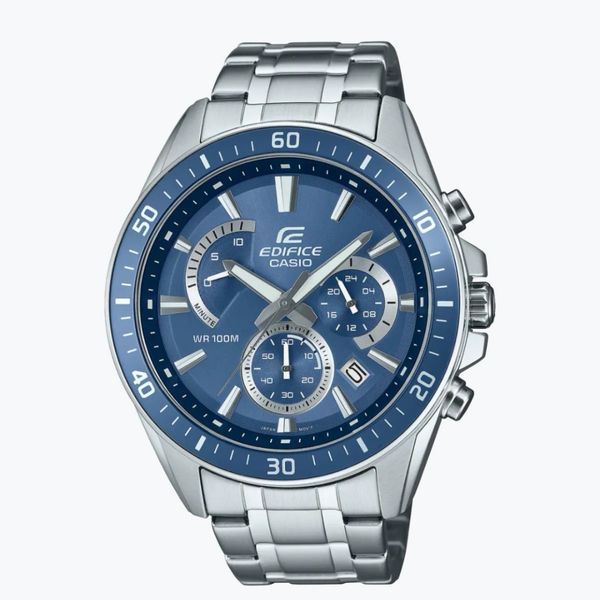 Casio Edifice Blue Dial Silver Stainless Steel Strap Men Watch ...