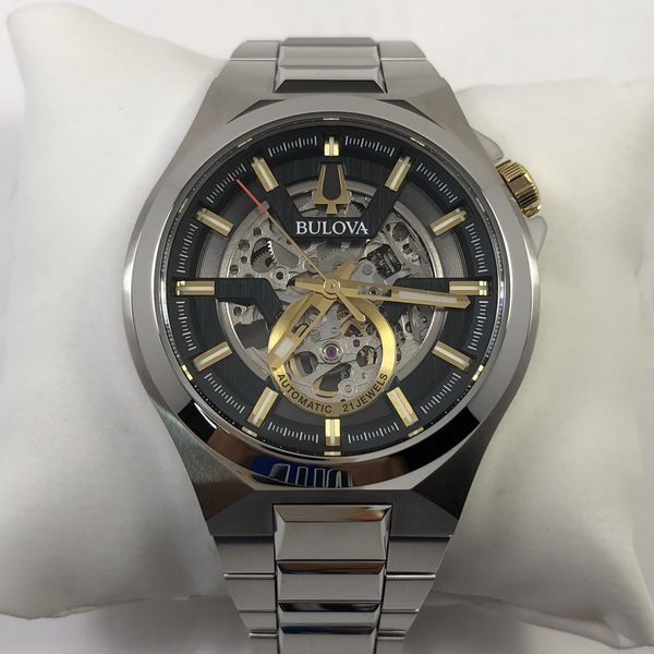 Bulova Maquina Automatic Skeleton Dial Stainless Steel Men's Watch ...