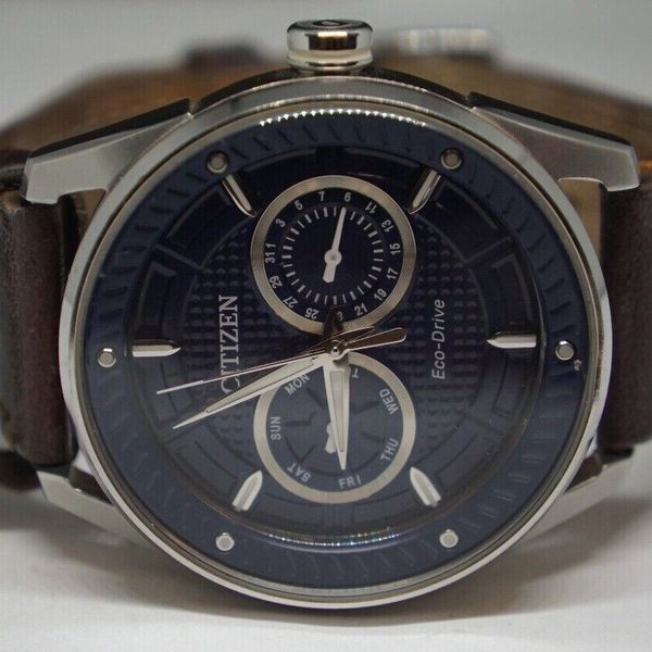 Citizen Eco-Drive 8725-S111901 Men's Wristwatch Blue Dial Leather Strap ...