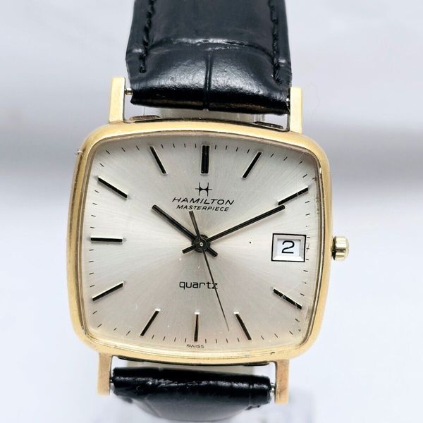 Vintage Hamilton Masterpiece Swiss Gold Filled TV Case Quartz Watch ...