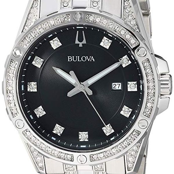 Bulova Bulova Men's Quartz Stainless Steel Dress Watch, Color: Silver-Tone Down (Model: 96K104 ...