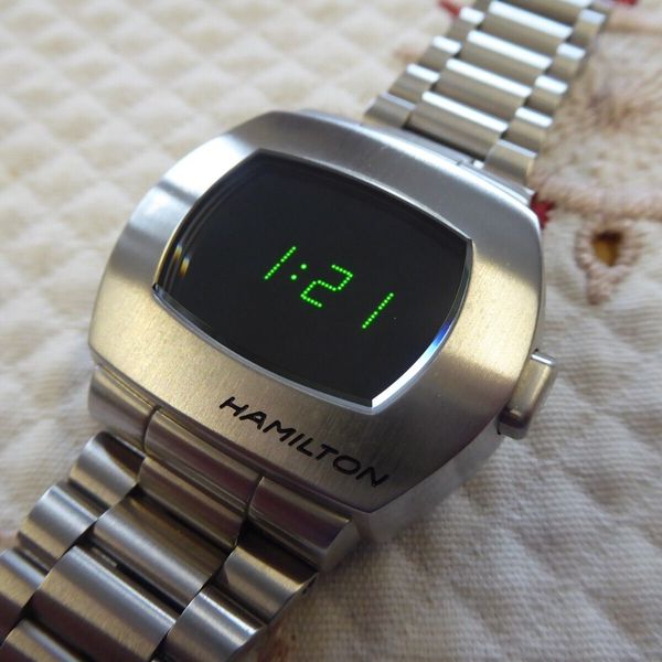 Hamilton PSR Digital Quartz Hybrid Watch, Green Display Ref H52414131 ...