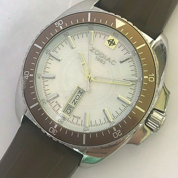 Zodiac Speed Dragon 1892 Swiss divers mens watch w mother of pearl dial ...