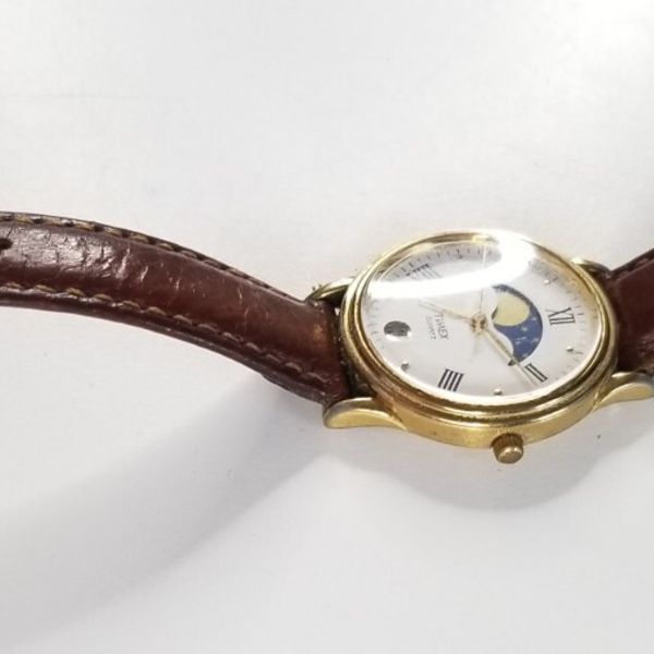 Vintage 1991 TIMEX Moon Phase Date Menâ s 34mm Quartz Watch Gold White ...