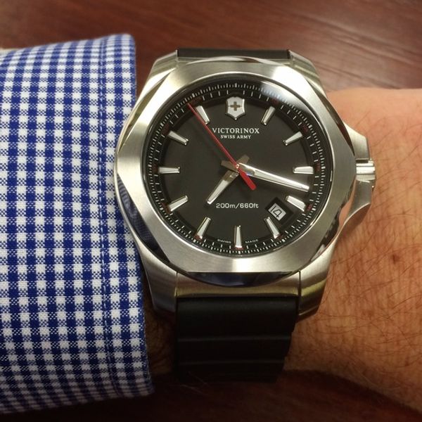 SOLD: Victorinox INOX -- Black Dial -- Black Rubber Strap -- $209 ...