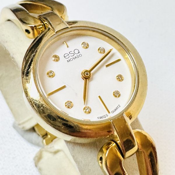 ESQ Movado Corbel Women's 6.5" Watch Gold Stainless White Diamond Dial ...